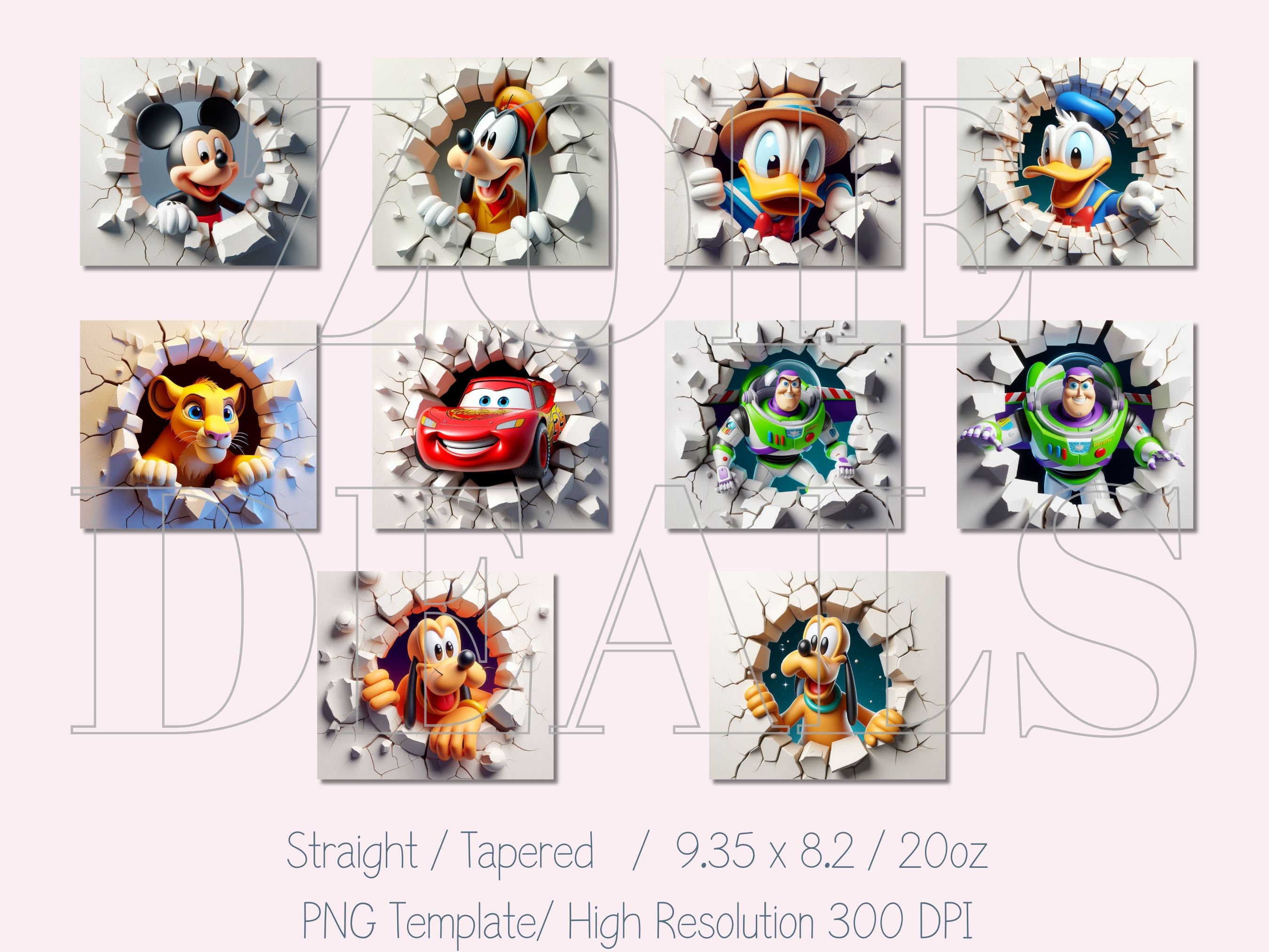 3D Cartoon Character Tumbler Wrap: 20oz Skinny Sublimation (digital ...