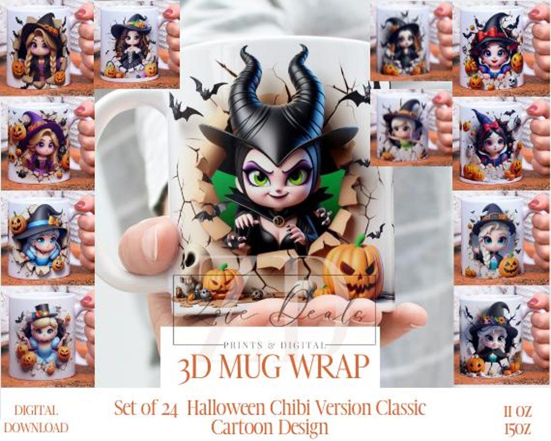 Halloween Chibi Cartoon Mug Wrap: 3D Design (digital Download) - Etsy