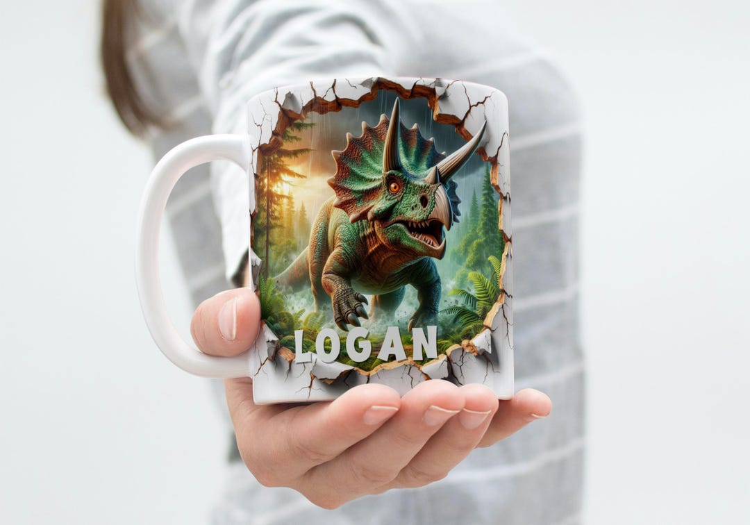 Personalized Ancient Dinosaur Mug, Dino Coffee Cup | Custom Name ...