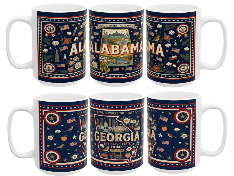 US State Map Coffee Mug, Patriotic Ceramic Drinkware, Florida ...