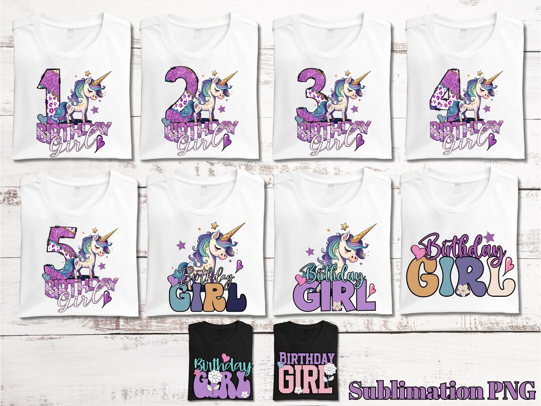 Birthday Girl Unicorn Sublimation PNG, Birthday Girl Bundle Sublimation ...