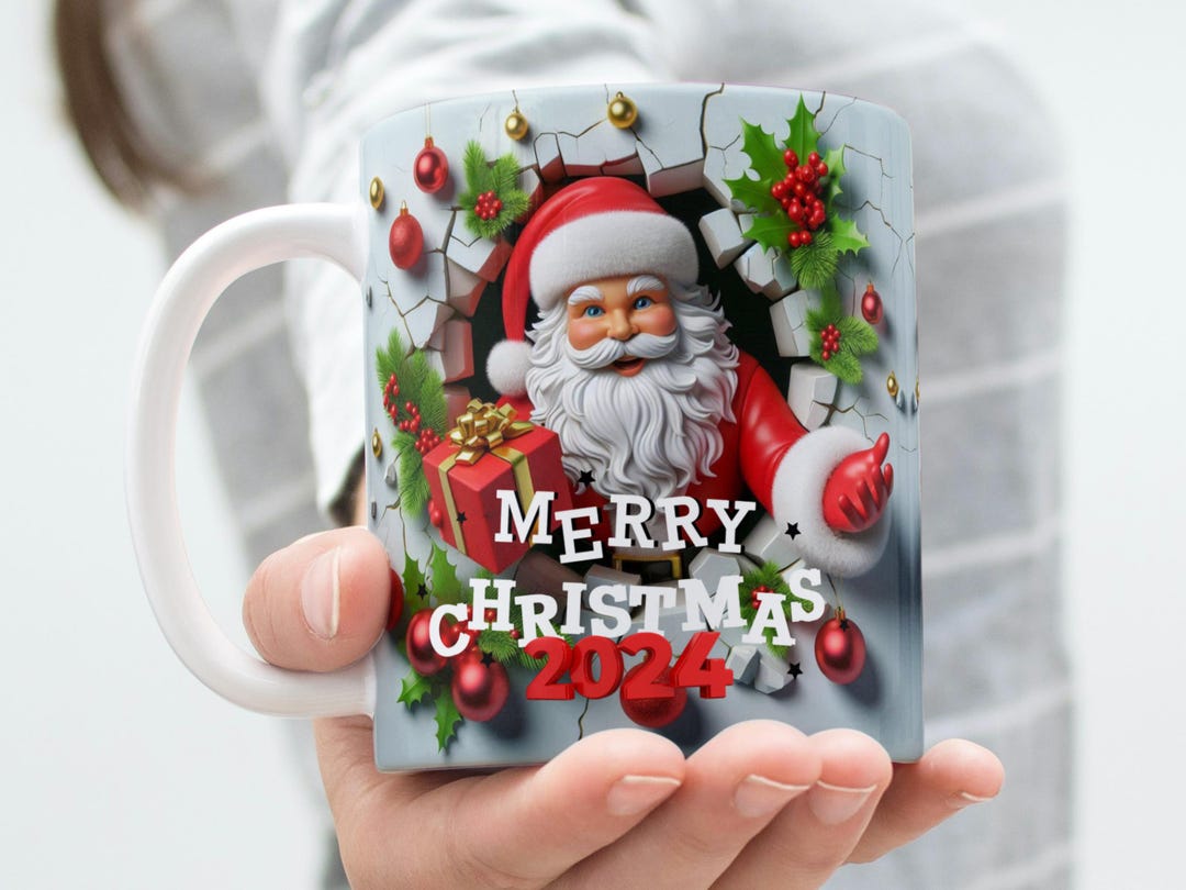 3D Christmas Santa Coffee Mug, Festive Holiday Hot Cocoa Cup, Santa ...