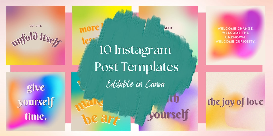 10 Minimalist Colorful Motivational Instagram Posts Canva Templates - Etsy