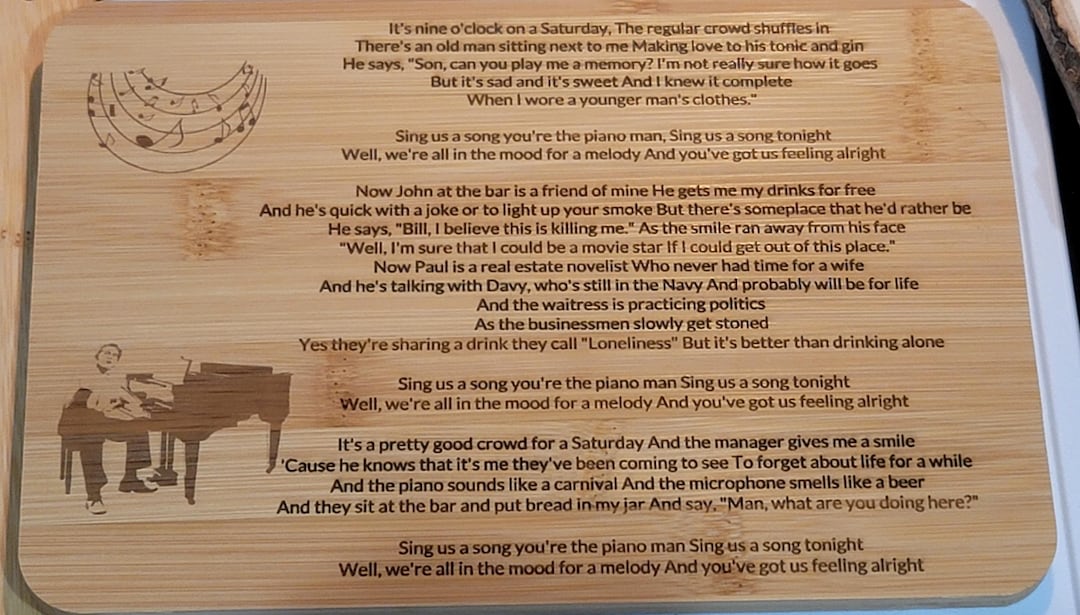 Cutting Board With Song Lyrics - Etsy