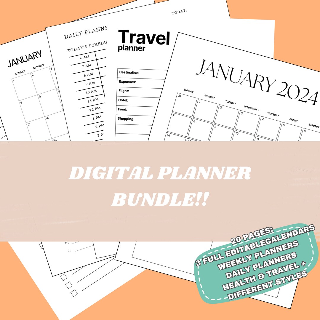 2024 DIGITAL PLANNERS, Daily Planner, Monthly Tracker, Planner Digital ...