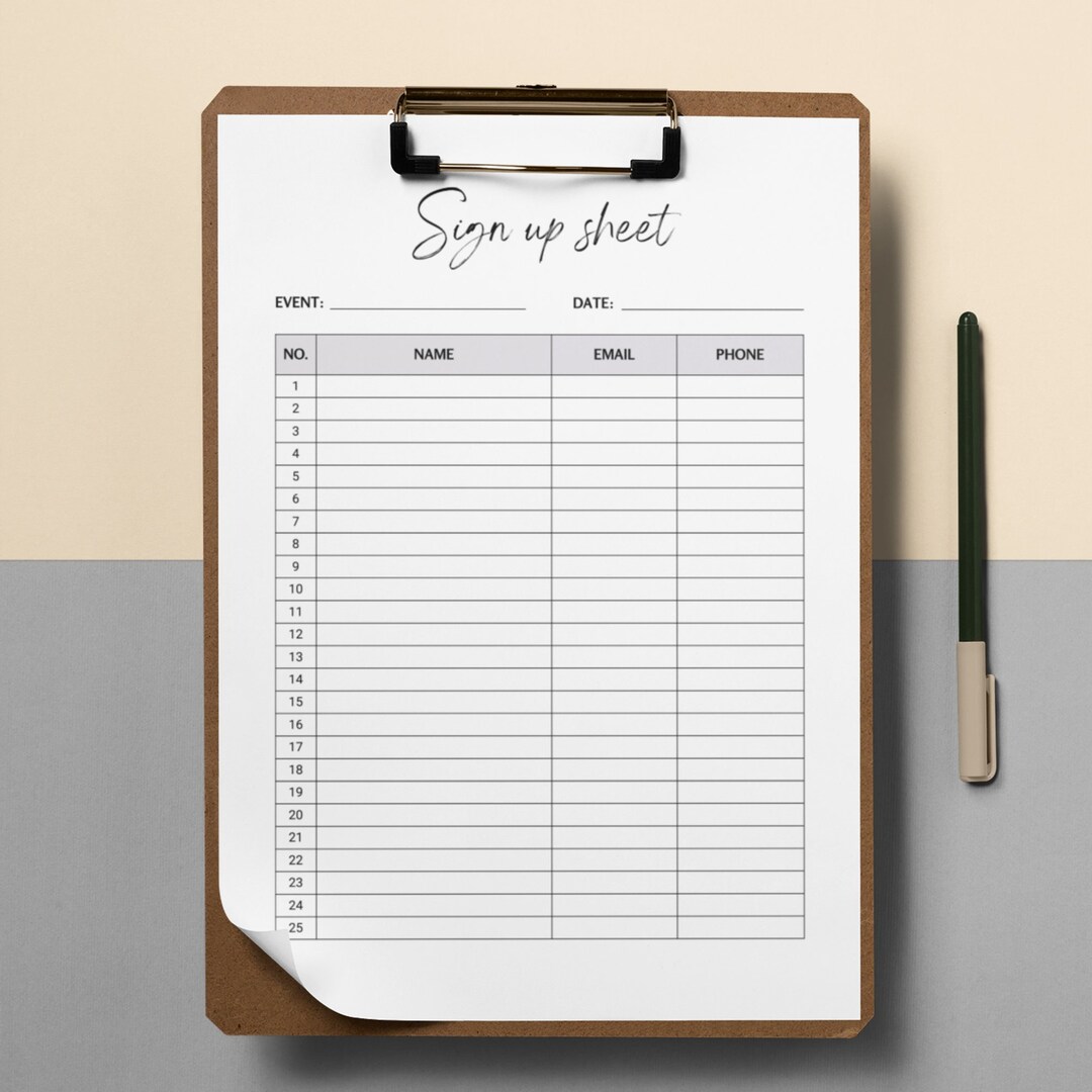 Sign in Sheets, Sign up Page, Welcome in Sign in Sheet, Cheap Signup ...