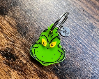 The Grinch Face Keychain - Etsy