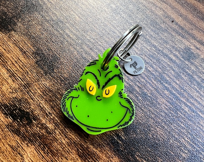 The Grinch Face Keychain - Etsy
