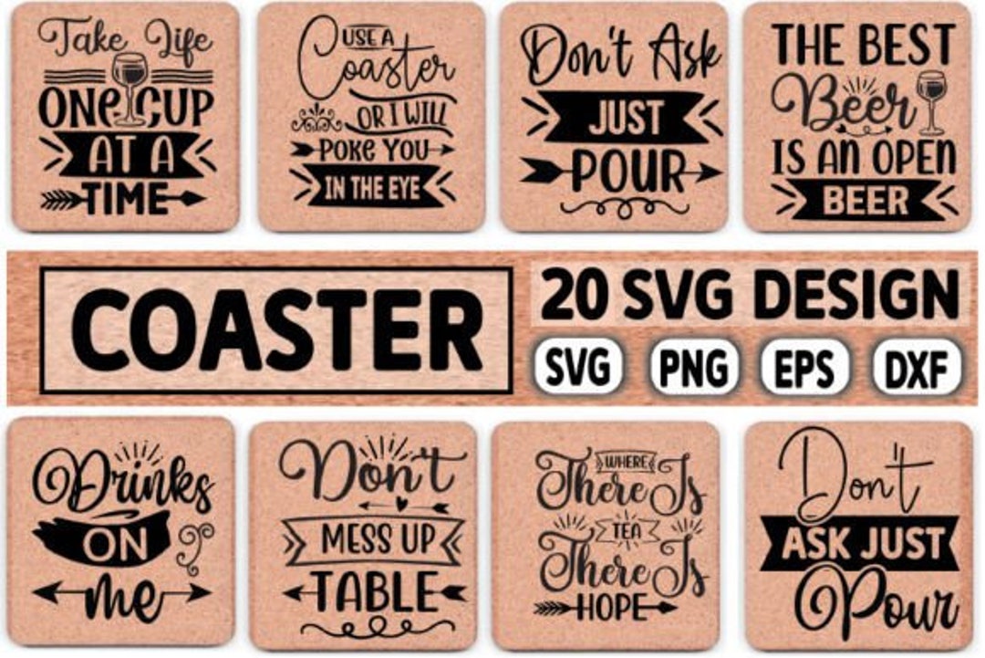 Coaster Svg Png Bundle Drink Coaster Svg Wine Saying Svg - Etsy