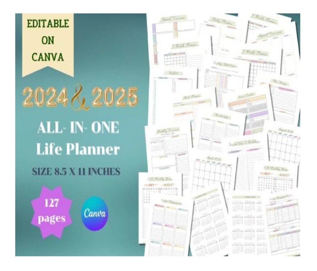 2024-2025 All-in-one Life Planner,dated Calendars,monthly Planner ...