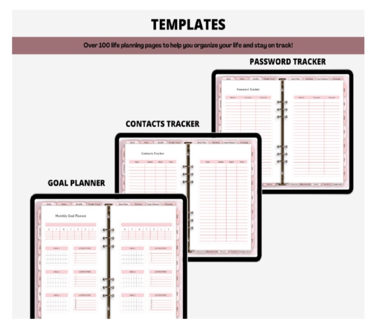 Digital Planner Undated Pink Mode - Etsy