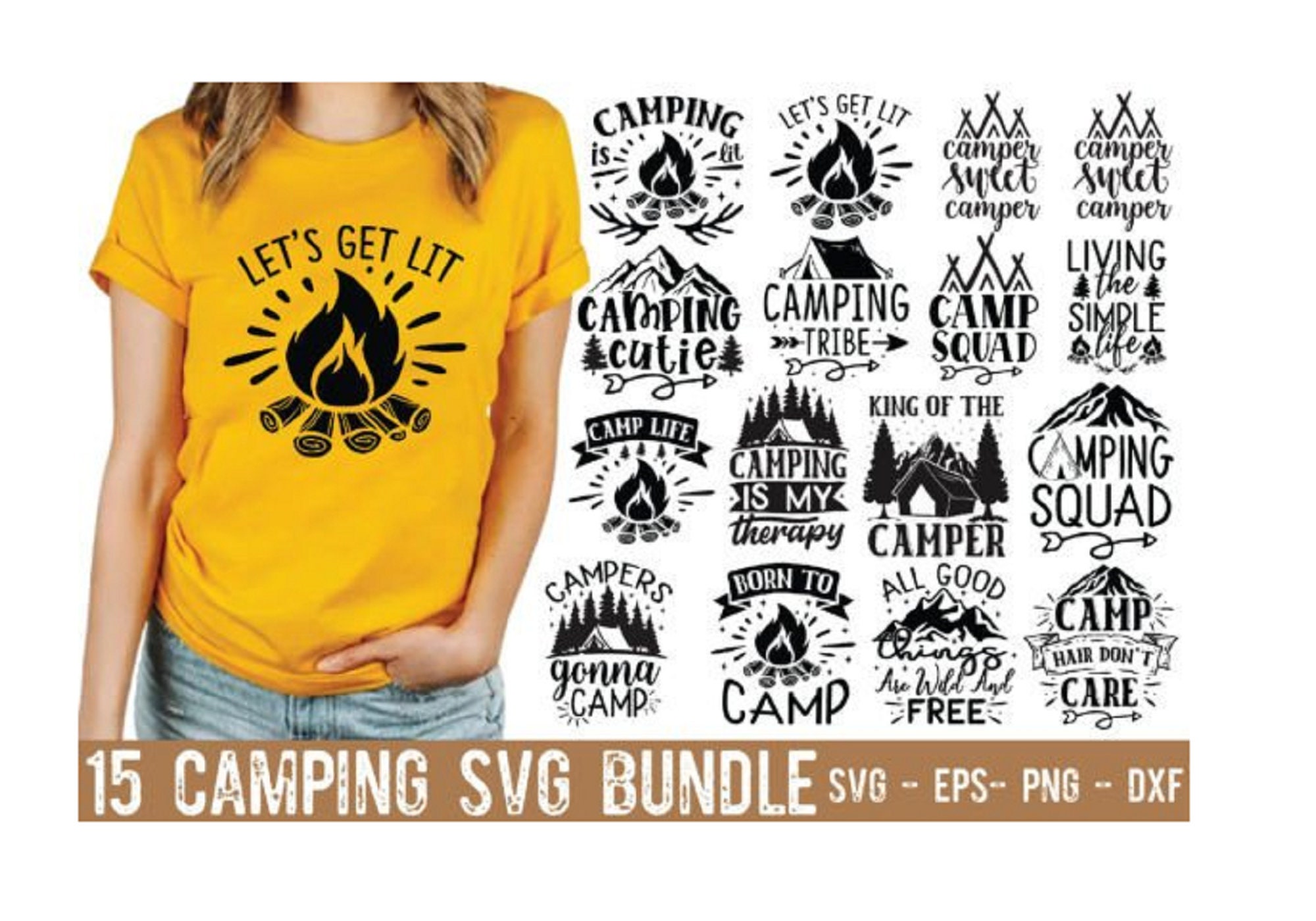 Camping SVG Bundle, Camp Life Svg, Camp SVG, Camper Svg, Campfire Svg ...