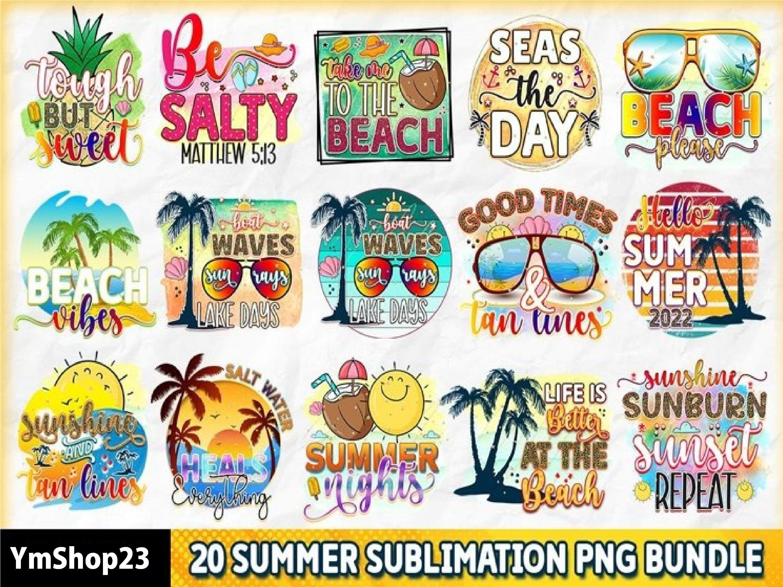 Summer Sublimation Bundle - 20 Summer Beach Designs - PNG DIGITAL ...