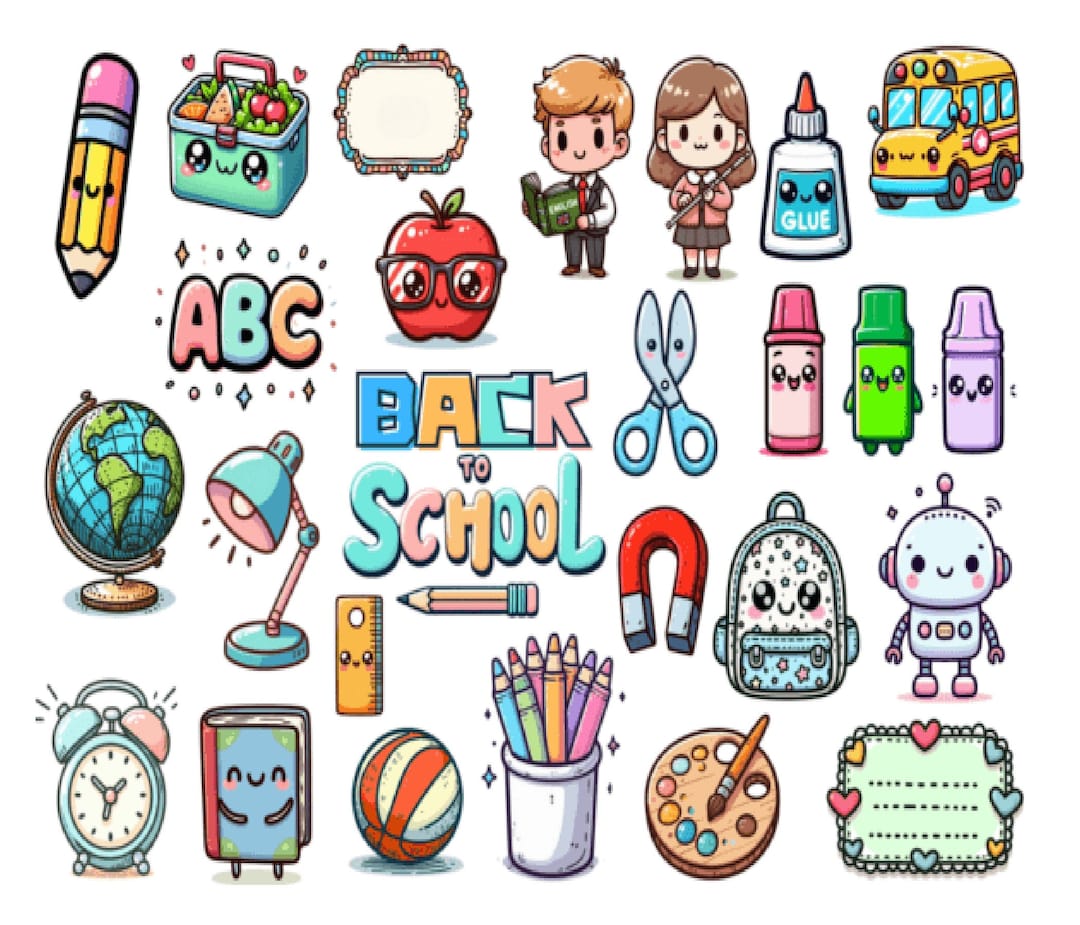 Back to School Cute Clipart Bundle - Etsy