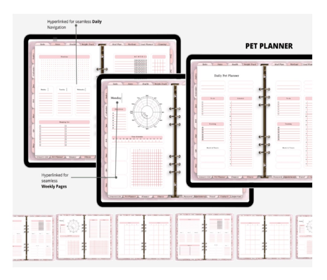 Digital Planner Undated Pink Mode - Etsy