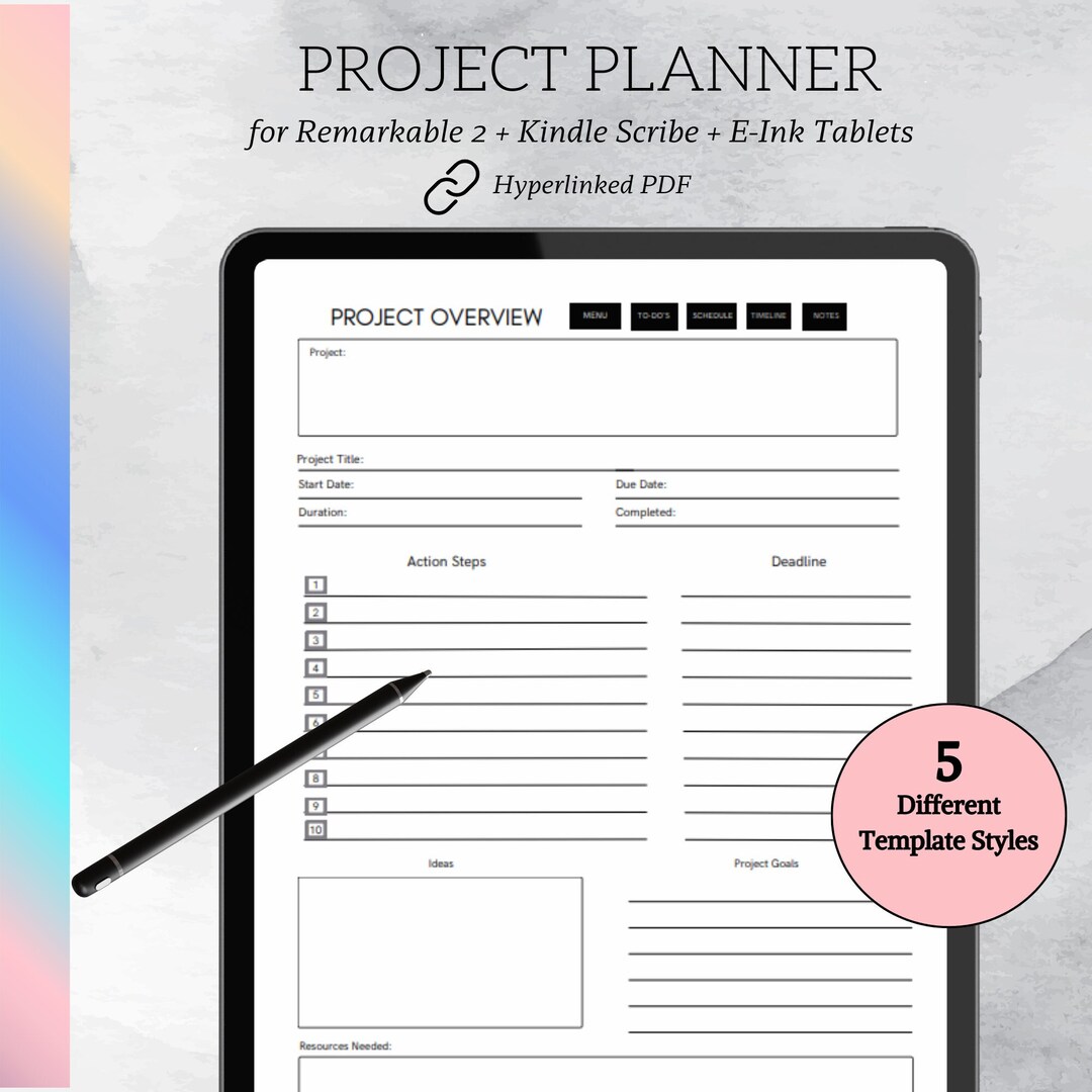 Kindle Scribe Template, Project Planner, Kindle Scribe Notebook ...