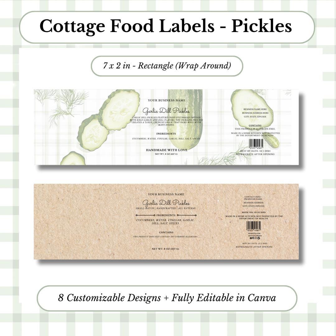 Rustic Farmhouse Pickle Label Template: Editable Canva (digital ...