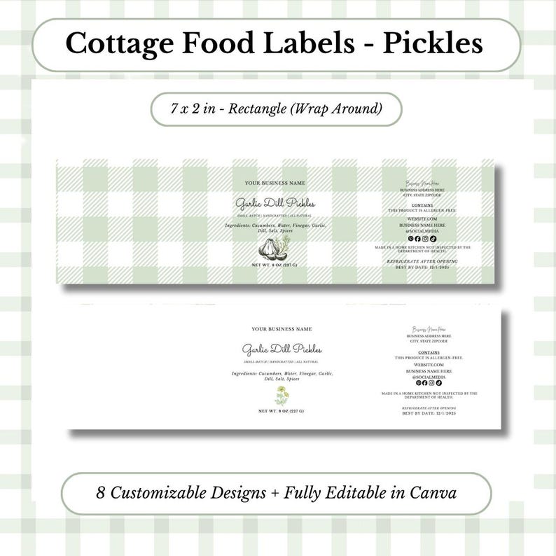 Rustic Farmhouse Pickle Label Template: Editable Canva (digital ...