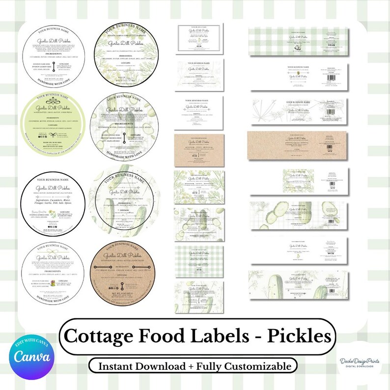 Rustic Farmhouse Pickle Label Template: Editable Canva (digital ...