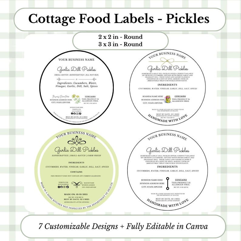 Rustic Farmhouse Pickle Label Template: Editable Canva (digital ...