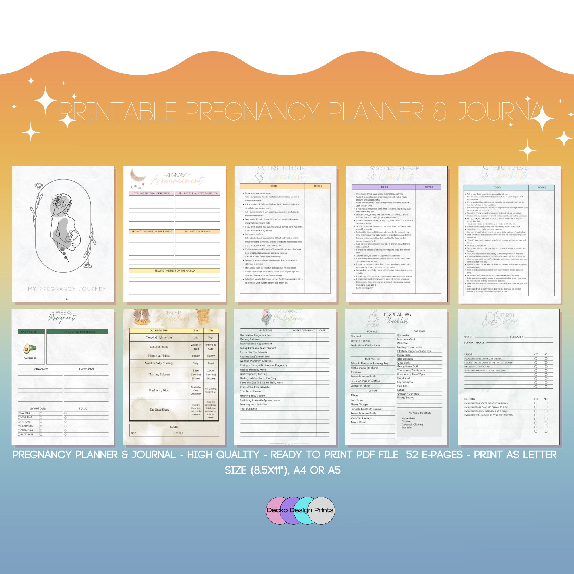 Pregnancy Journal, Printable Planner, Digital Planner, Calendar ...