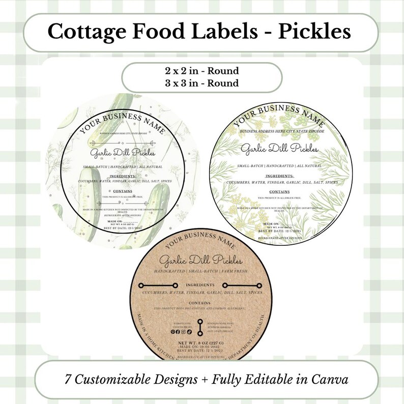 Rustic Farmhouse Pickle Label Template: Editable Canva (digital ...