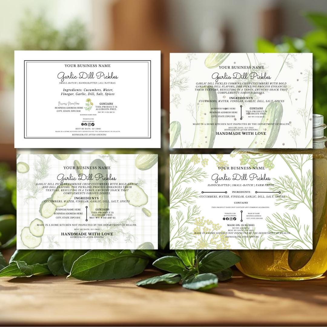 Rustic Farmhouse Pickle Label Template: Editable Canva (digital ...