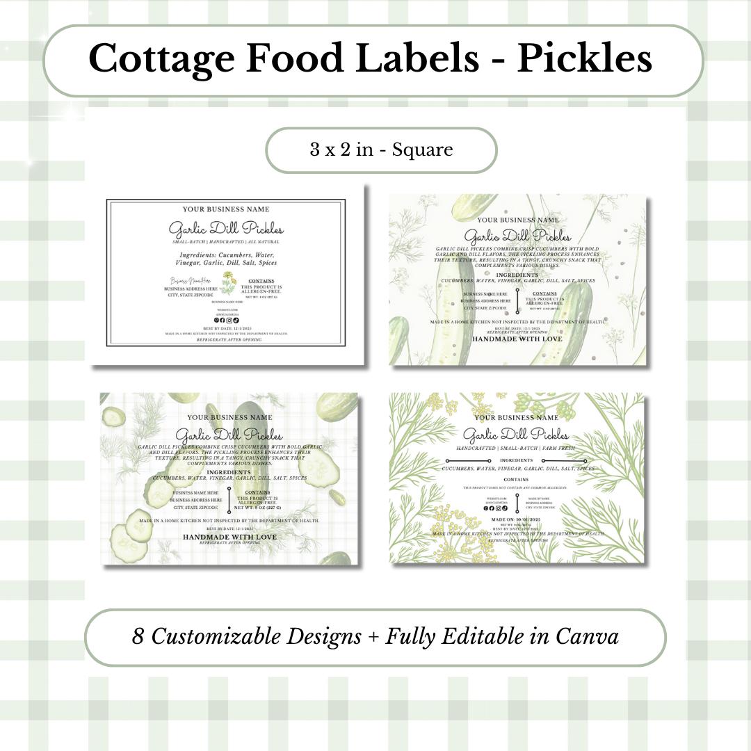 Rustic Farmhouse Pickle Label Template: Editable Canva (digital ...