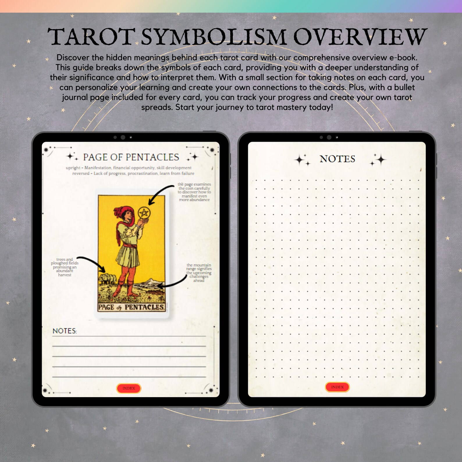 Tarot Deck With Guidebook, Digital Tarot Journal, Tarot Symbolism Cheat ...