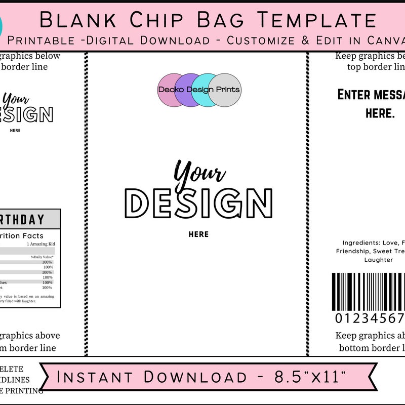 Chip Bag Template - Etsy