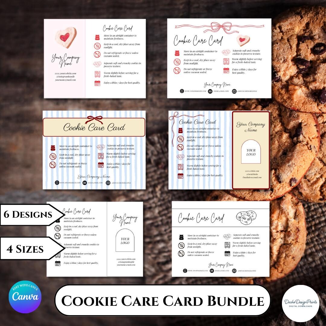 Editable Cookie Care Card Templates: Small Business Packaging (canva ...