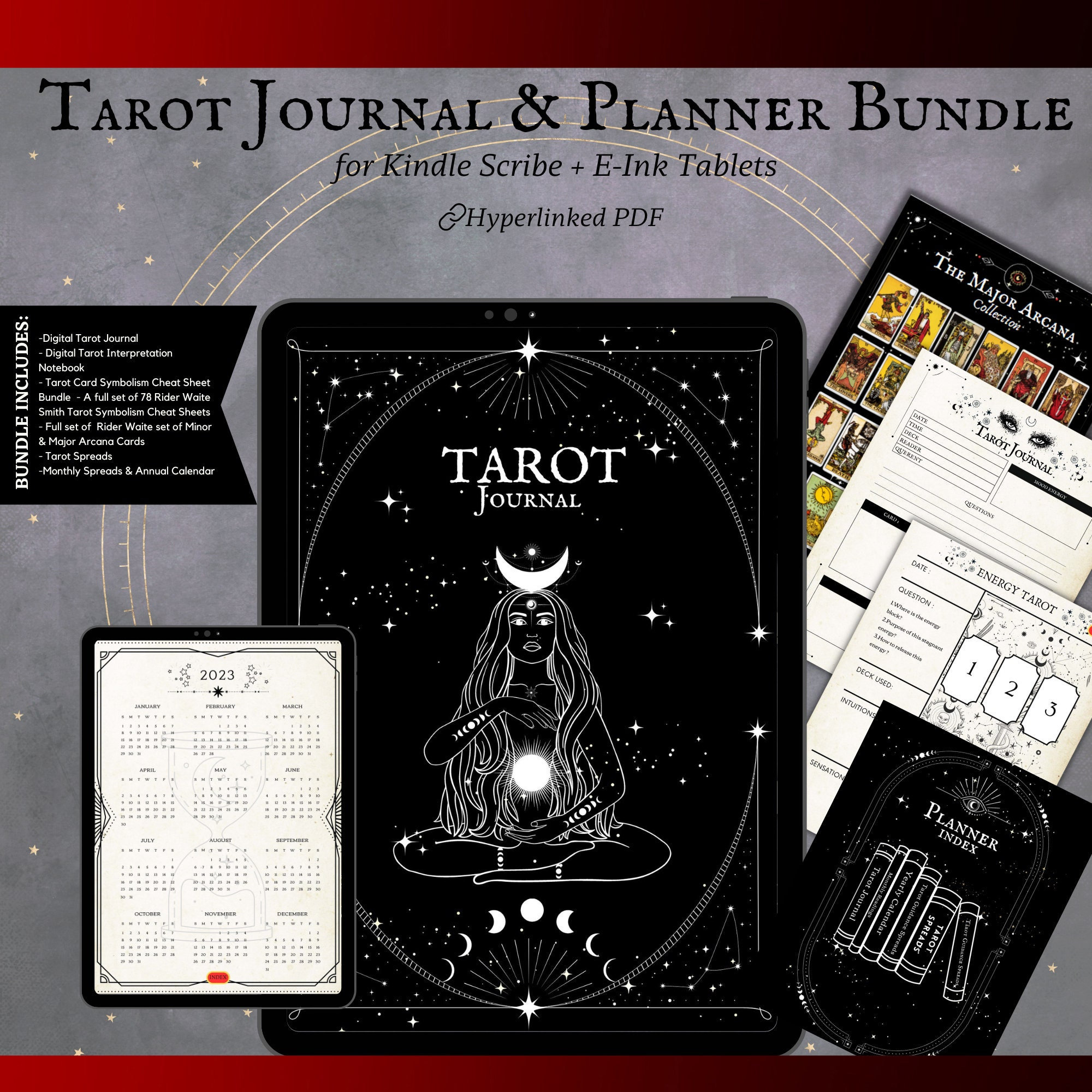 Digital Tarot Journal, Tarot Deck With Guidebook , Printable Tarot Deck, Hyperlinked PDF, US ...