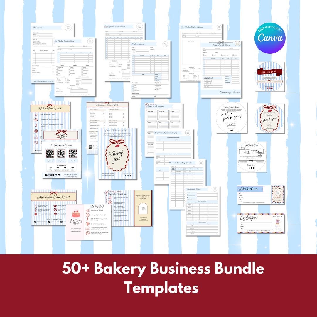 Editable Bakery Business Canva Template | Invoice Template, QR Code ...