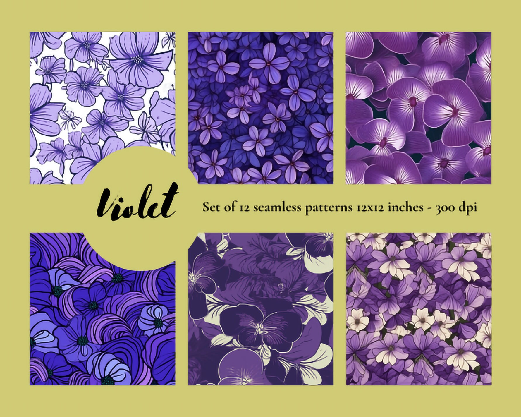 Violet Digital Paper Seamless Patterns in PNG Format for Scrapbooking ...