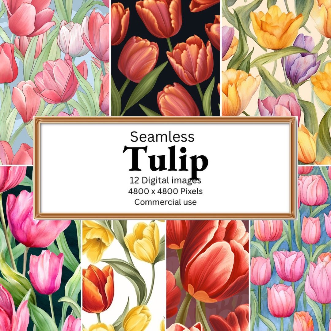 Tulip Digital Paper Seamless Patterns in PNG Format for Scrapbooking ...