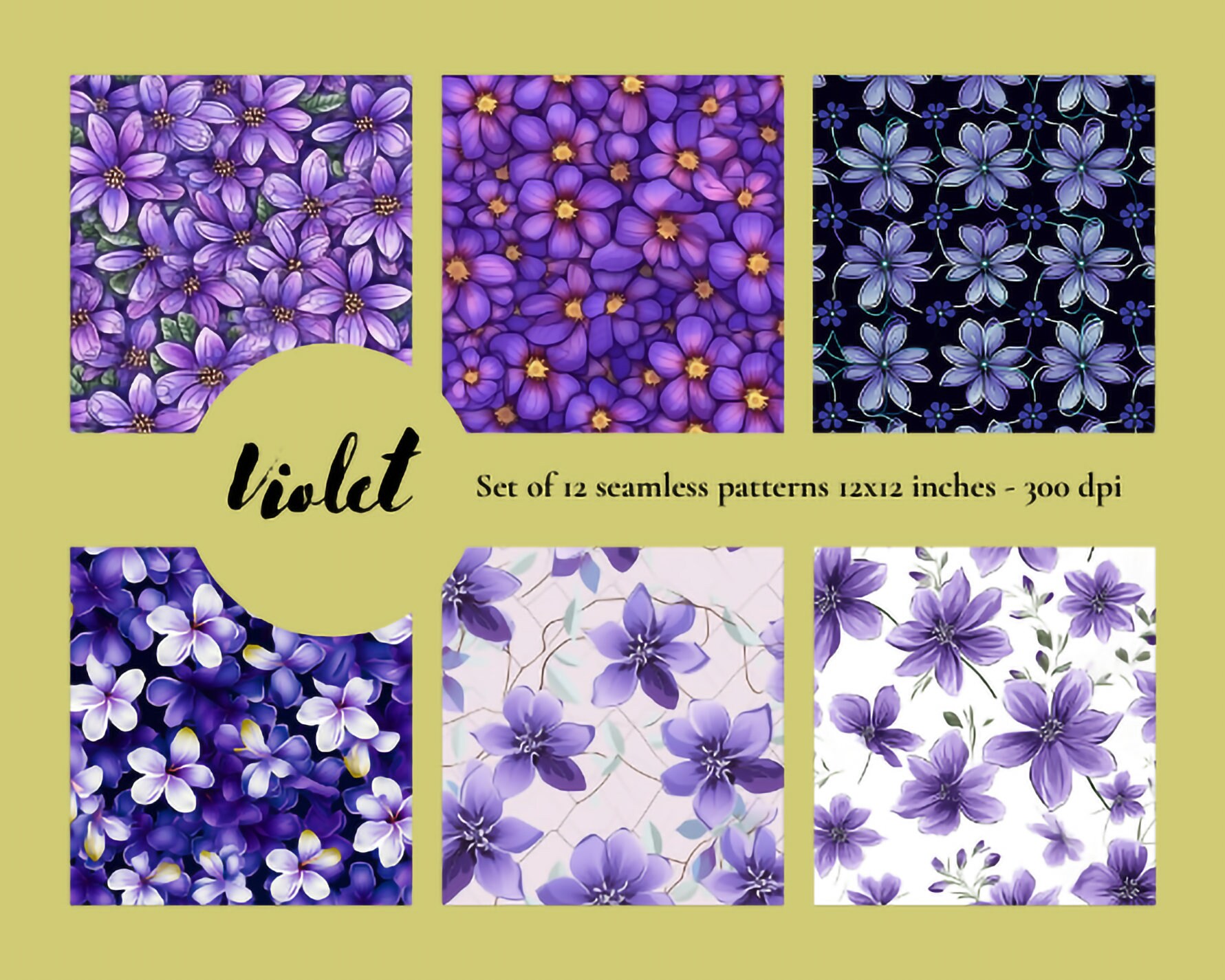 Violet Digital Paper Seamless Patterns in PNG Format for Scrapbooking ...