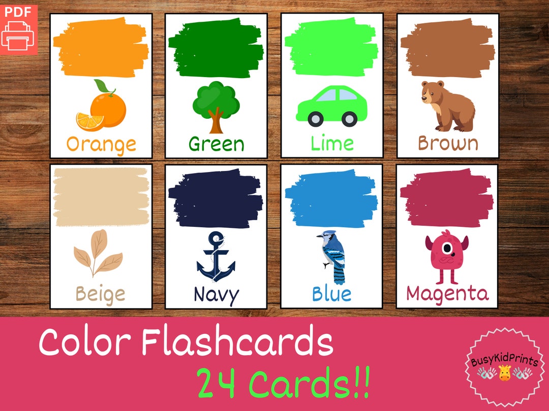 Color Flashcards for Kids: 24 Digital Learning Cards, Homeschool ...