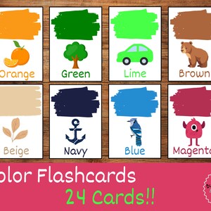 Color Flashcards for Kids: 24 Digital Learning Cards, Homeschool ...