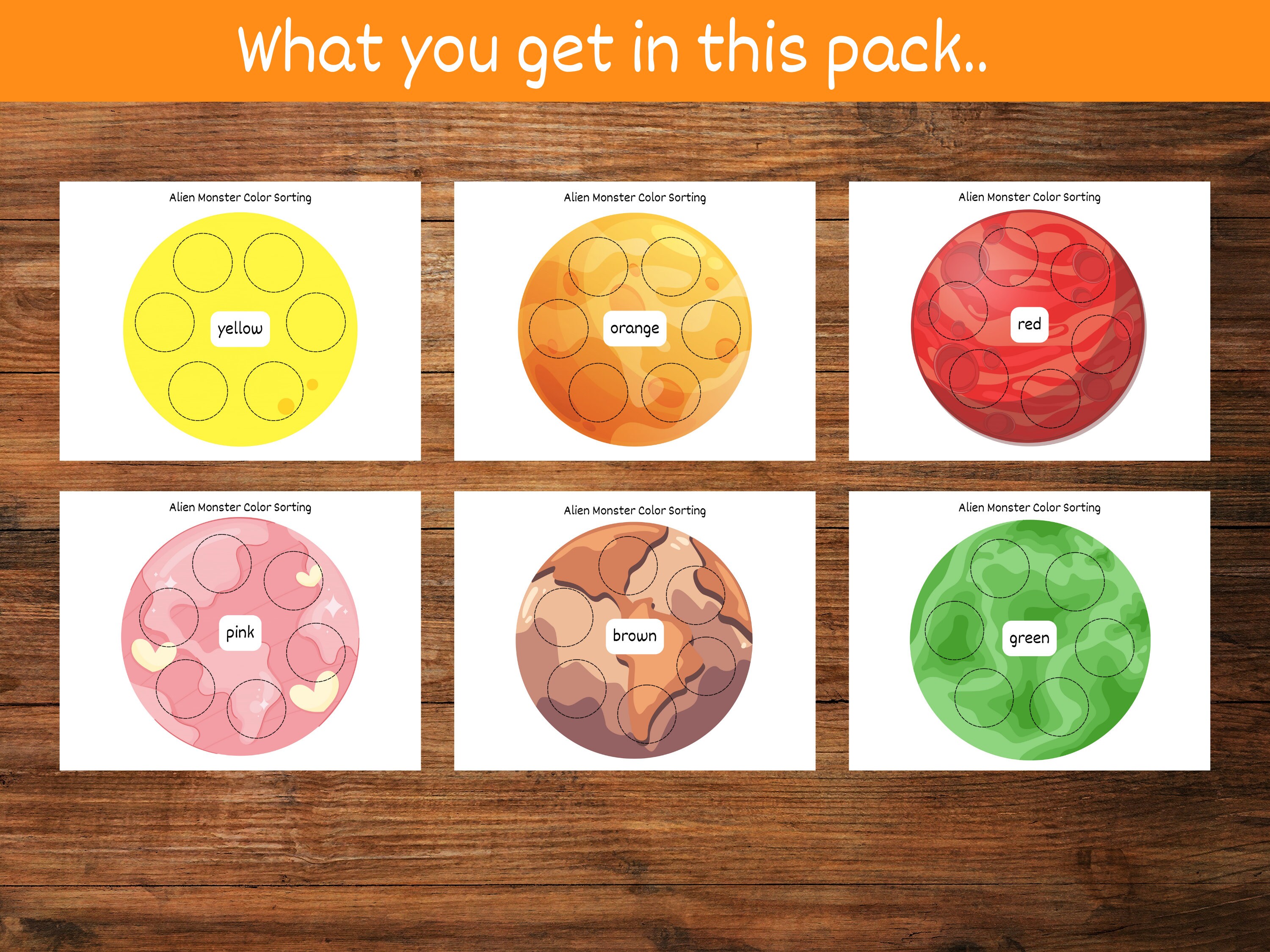 Alien Color Sorting Activity for Kids, Toddler Busy Book, Printable ...