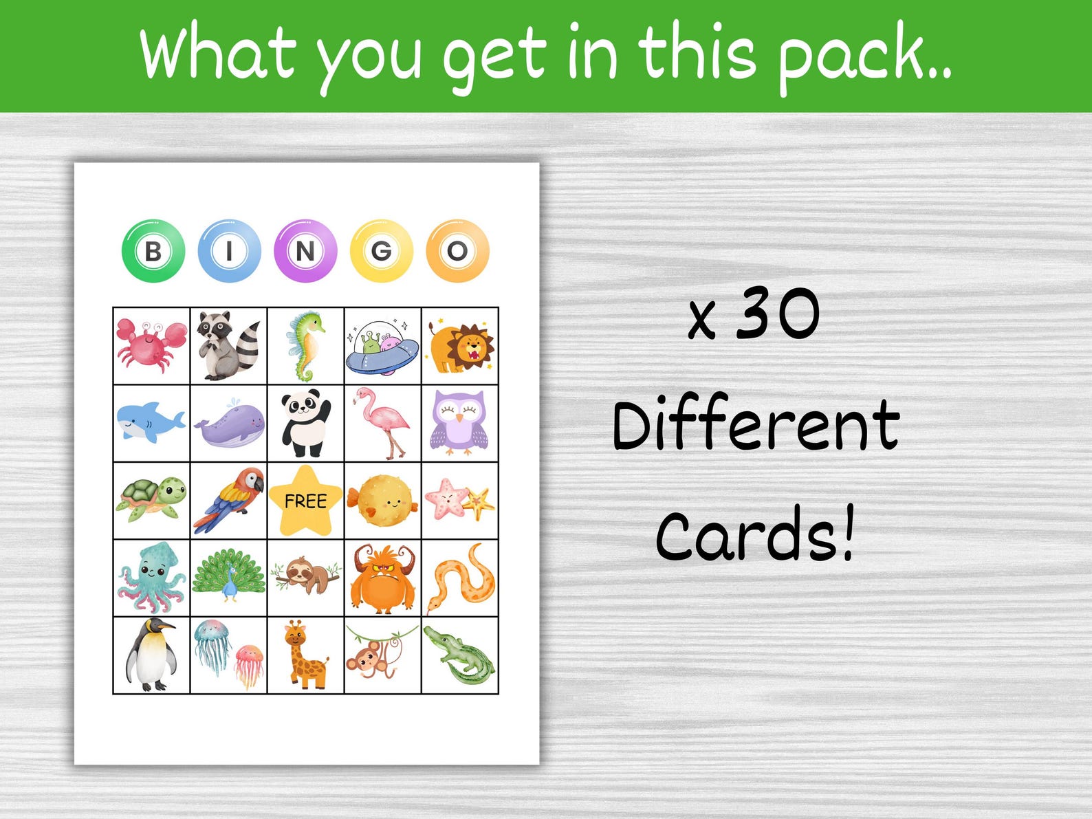Animal Bingo Game: 30 Printable Cards for Kids (digital Download) - Etsy