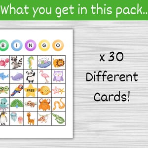 Animal Bingo Game: 30 Printable Cards for Kids (digital Download) - Etsy