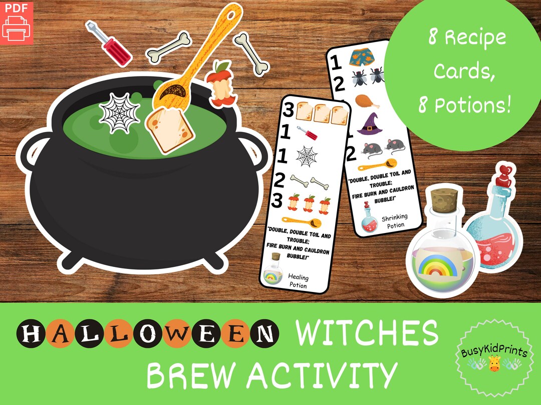 Halloween Witch's Brew: Make a Potion Recipe Game for Kids, Holiday Cut ...