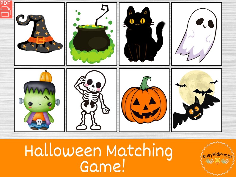 Printable Halloween Matching Game for Kids, Toddler Activities ...