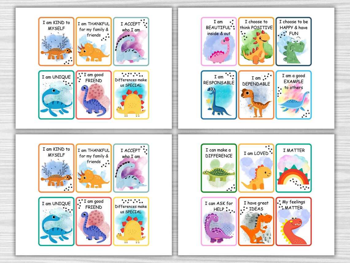 Motivating Printable Cards Dinosaur Theme Positivity Cards for Kids ...