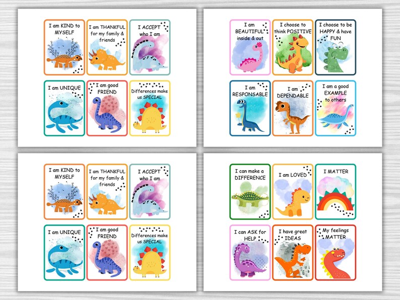 Motivating Printable Cards Dinosaur Theme Positivity Cards for Kids ...