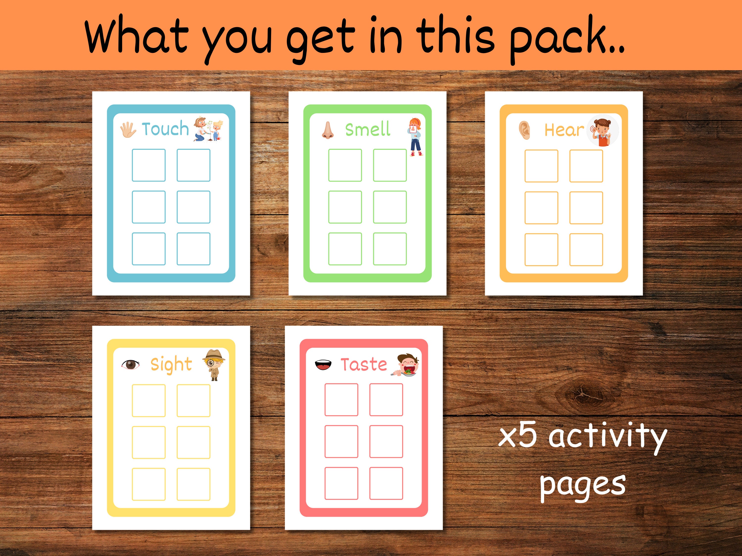 Interactive 5 Senses Sorting Activity, Toddler Busy Book Pages ...