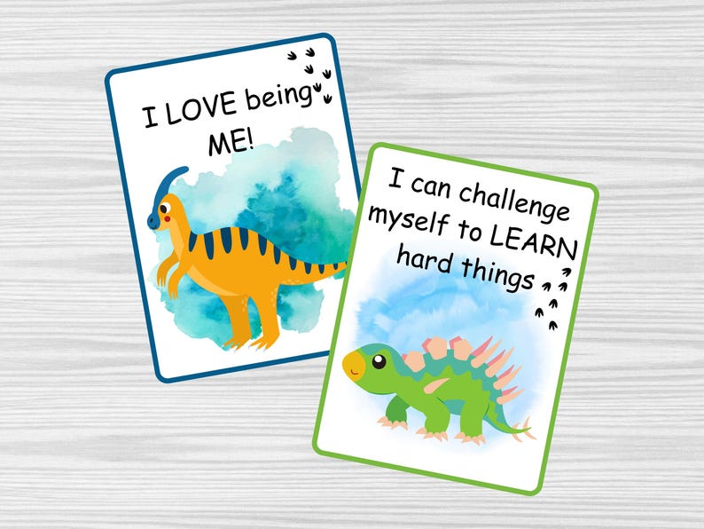 Motivating Printable Cards Dinosaur Theme Positivity Cards for Kids ...