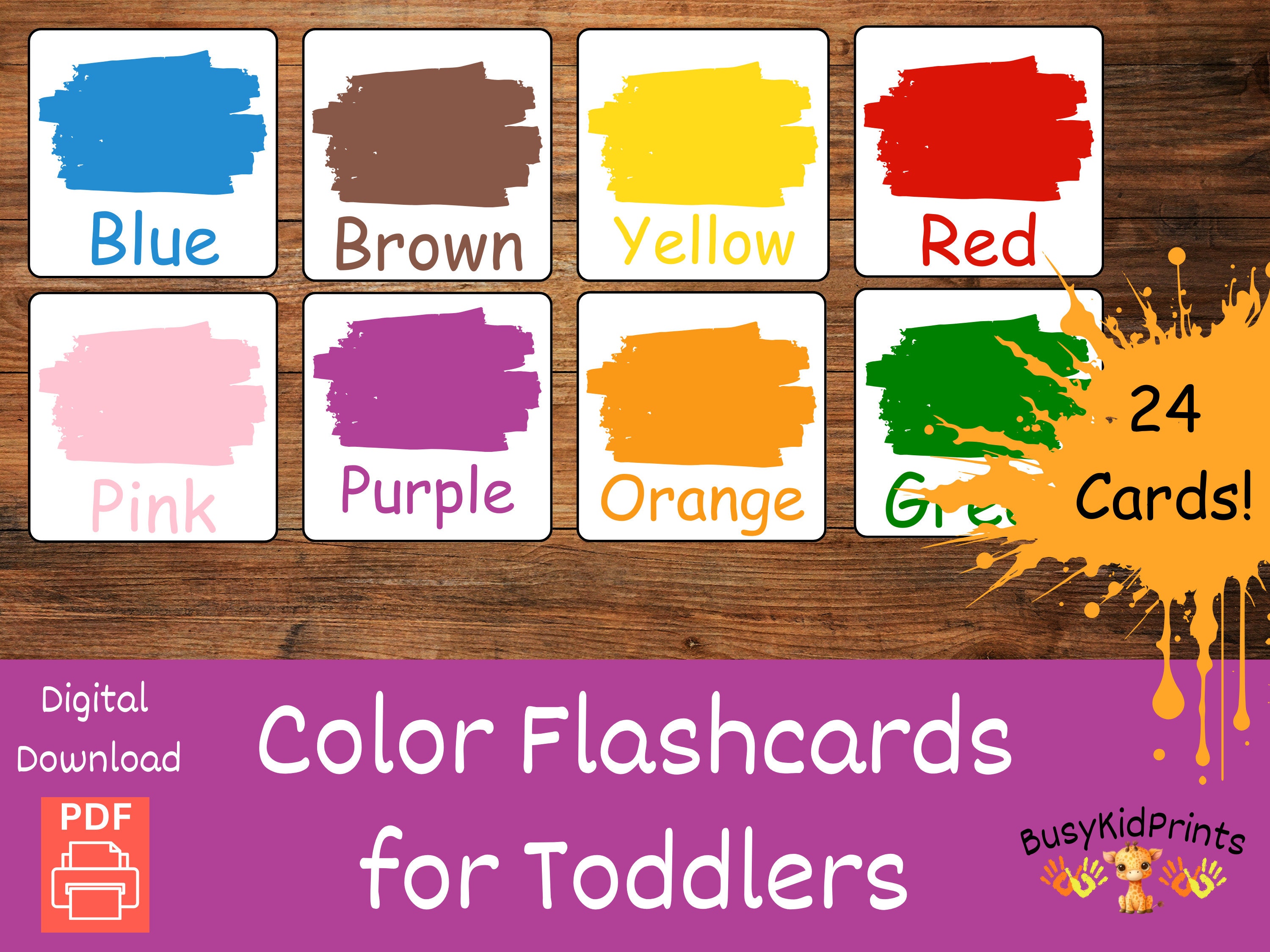 Vibrant Flashcards for Kids: 24 Digital Learning Cards, Homeschool ...