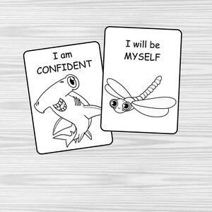 Kids Affirmation Coloring Cards for Kids, 48 Printable Children's ...