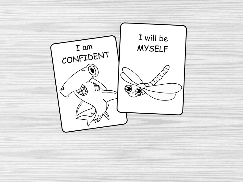 Kids Affirmation Coloring Cards for Kids, 48 Printable Children's ...